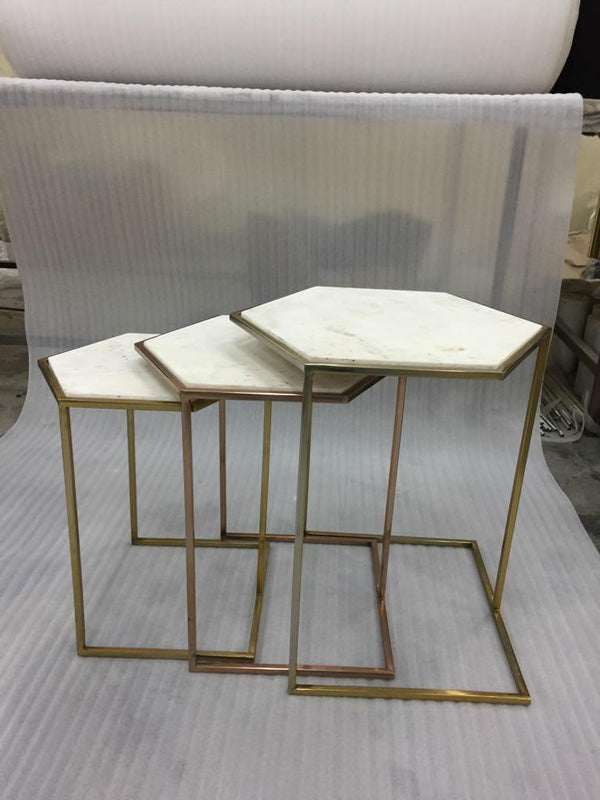 Hex Nesting Marble Table – Allure Box
